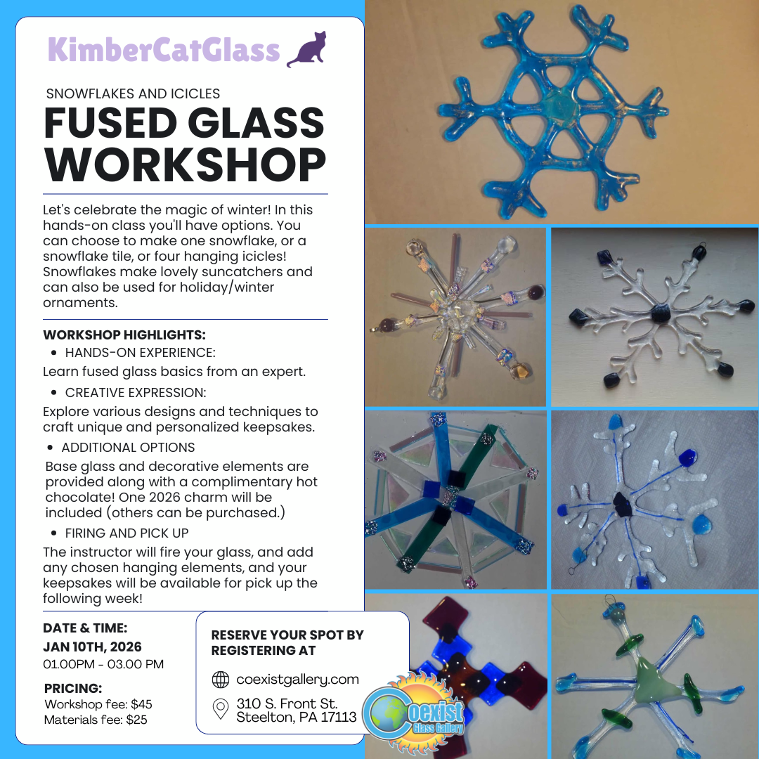 Snowflakes, Smiles & Sparkle — Fused Glass Workshop Recap – Coexist Gallery